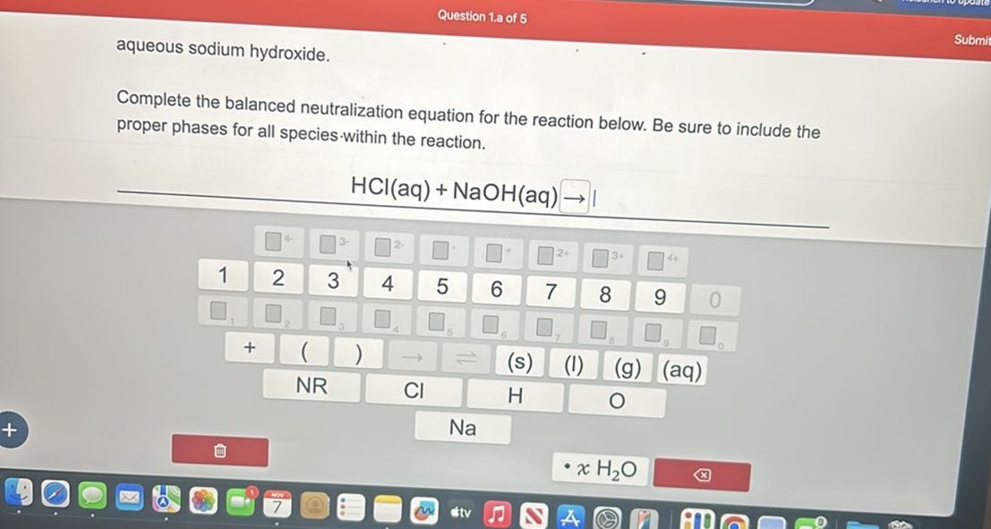 question 1a of 5 aqueous sodium hydroxide complete the balanced ...