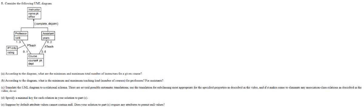 5. Consider the following UML diagram (a) According to the diagrami ...