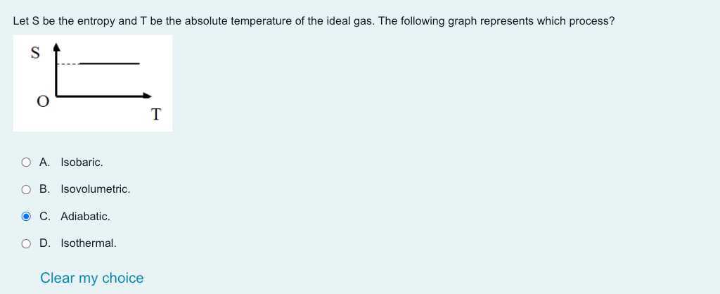 Let S be the entropy and T be the absolute temperature of the ideal gas ...