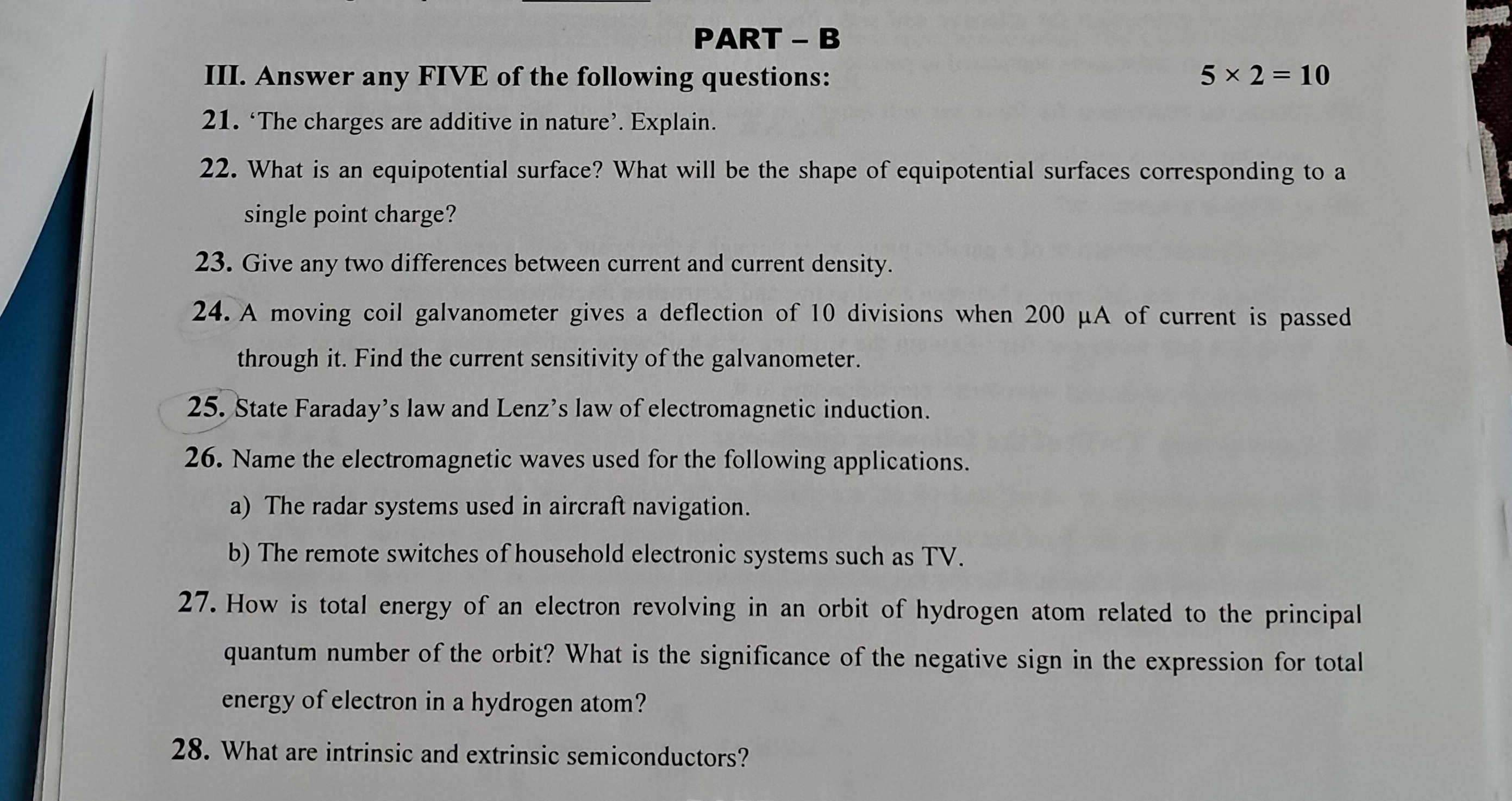 part b iii answer any five of the following questions 5 times 210 21 ...
