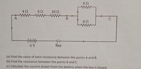 (a) Find the value of total resistance between the points A and B. (b) Find the resistance ...
