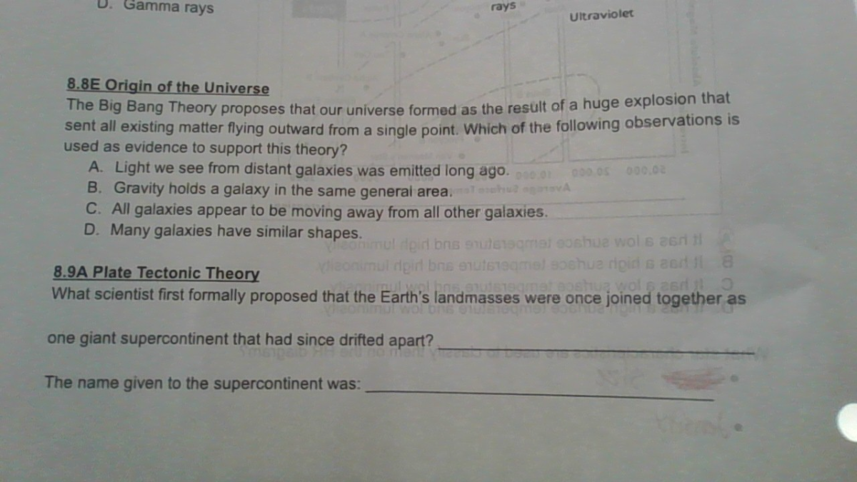 8.8E Origin of the Universe The Big Bang Theory proposes that our ...