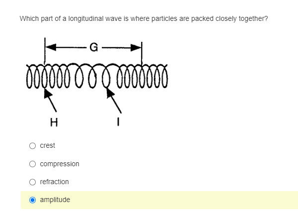 Solved Which Part Of A Longitudinal Wave Is Where Particles Are Packed
