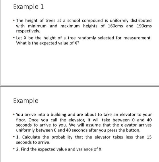 Example 1 - The height of trees at a school compound is uniformly ...