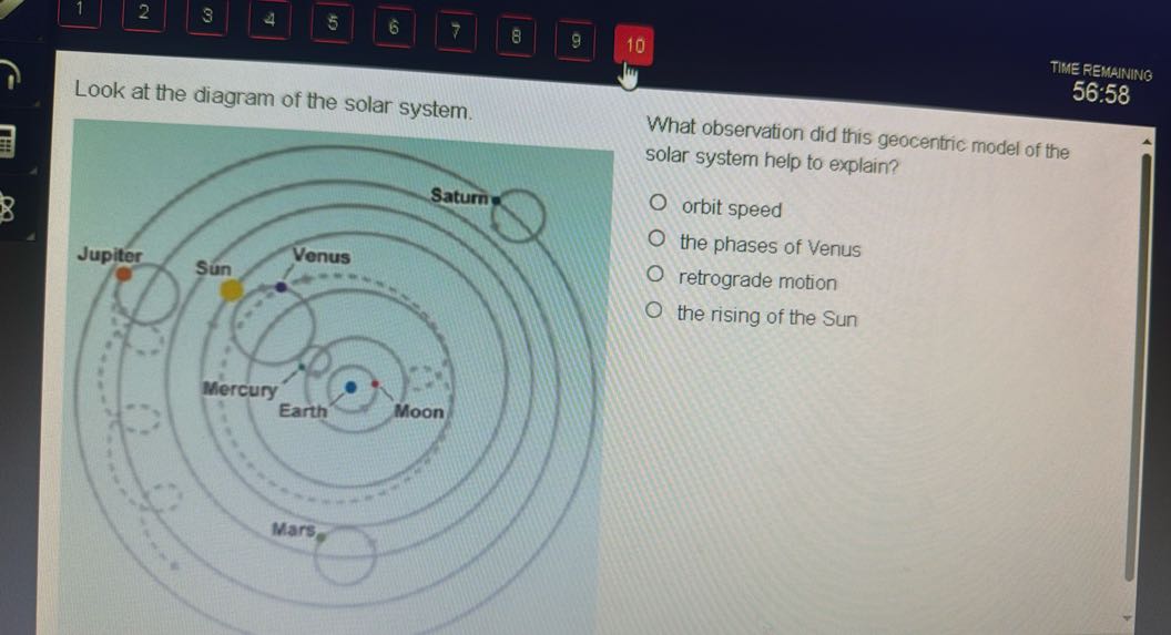Look at the diagram of the solar system. What observation did this ...