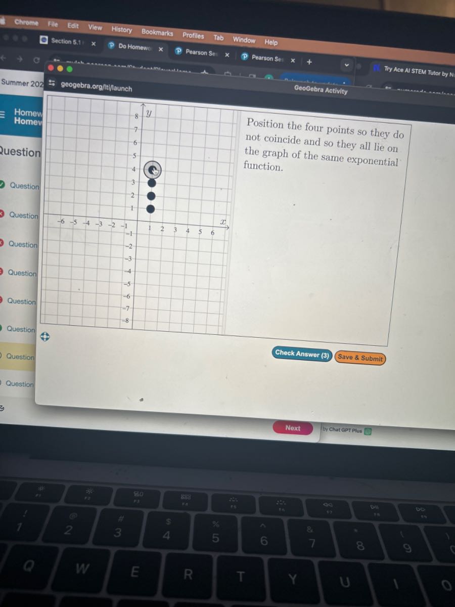 Summer 202 Section 51 Do Homewe Pearson Se Pearson Se Try Ace Ai Stem Tutor By N Geogebra