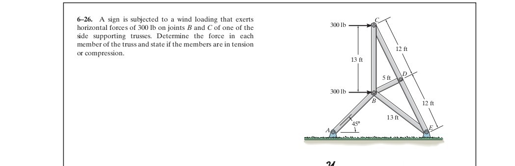 [GET ANSWER] 6-26. A sign is subjected to a wind loading that exerts ...