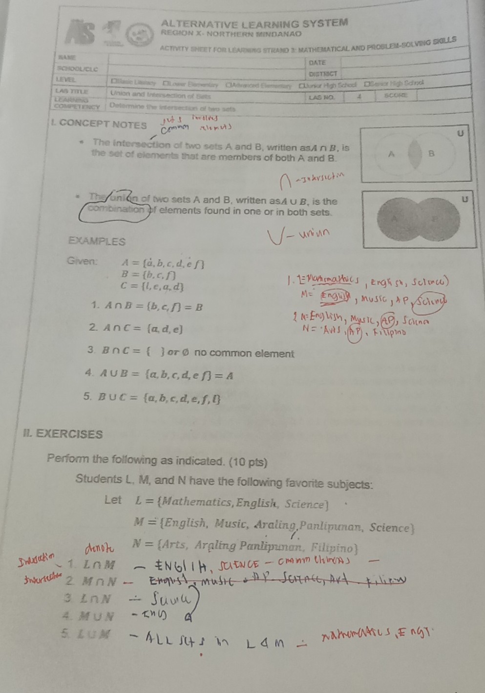 L. CONCEPT NOTES int indives coming rienits * The intersection of two ...