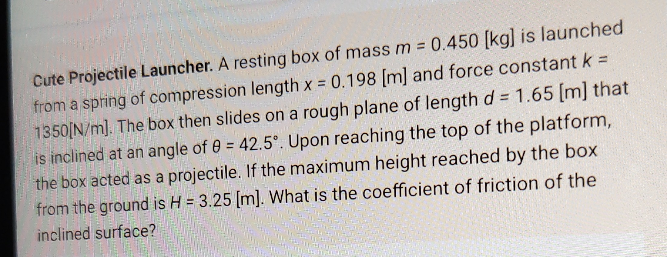 cute projectile launcher a resting box of mass m0450mathrmkg is ...