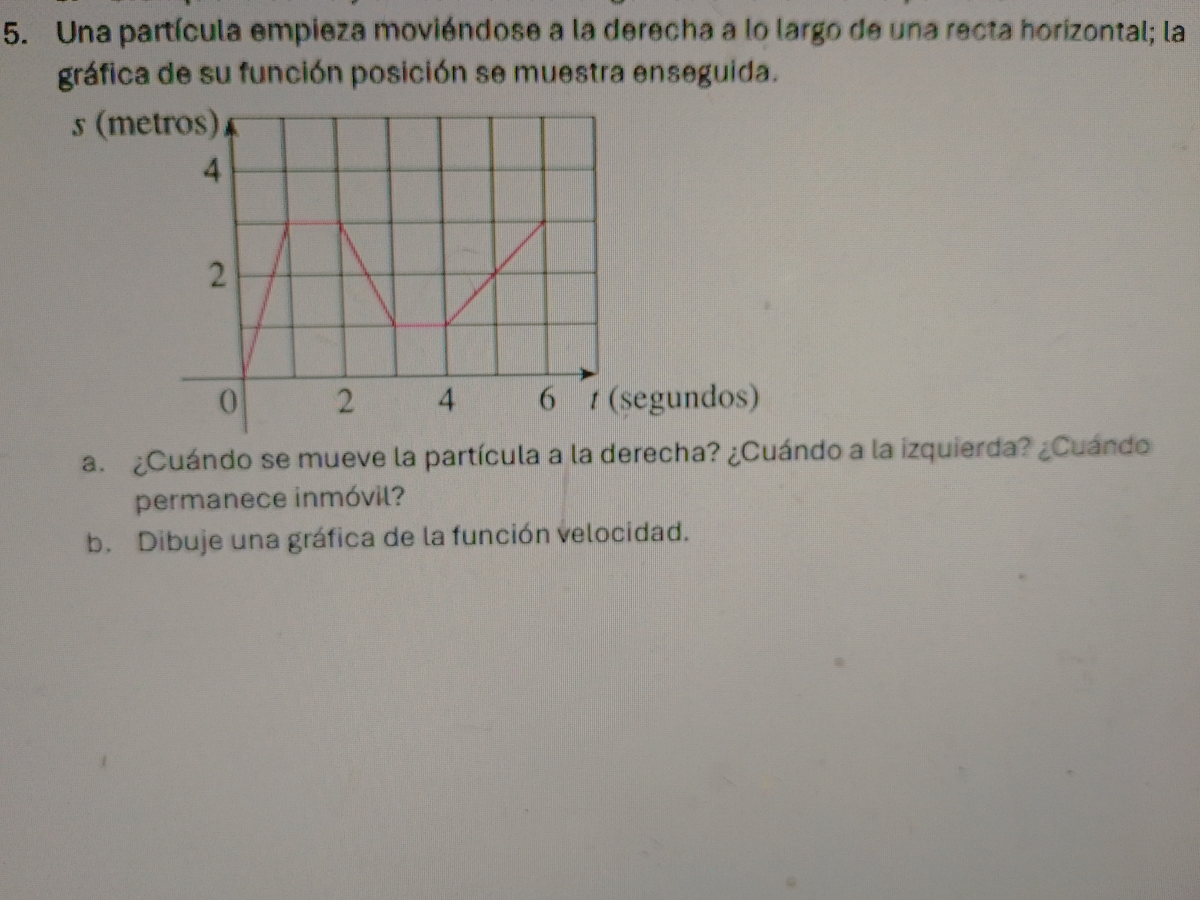 5. Una particula empieza moviéndose a la derecha a lo largo de una ...
