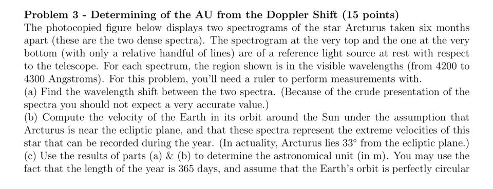 Problem 3 - Determining of the AU from the Doppler Shift (15 points ...