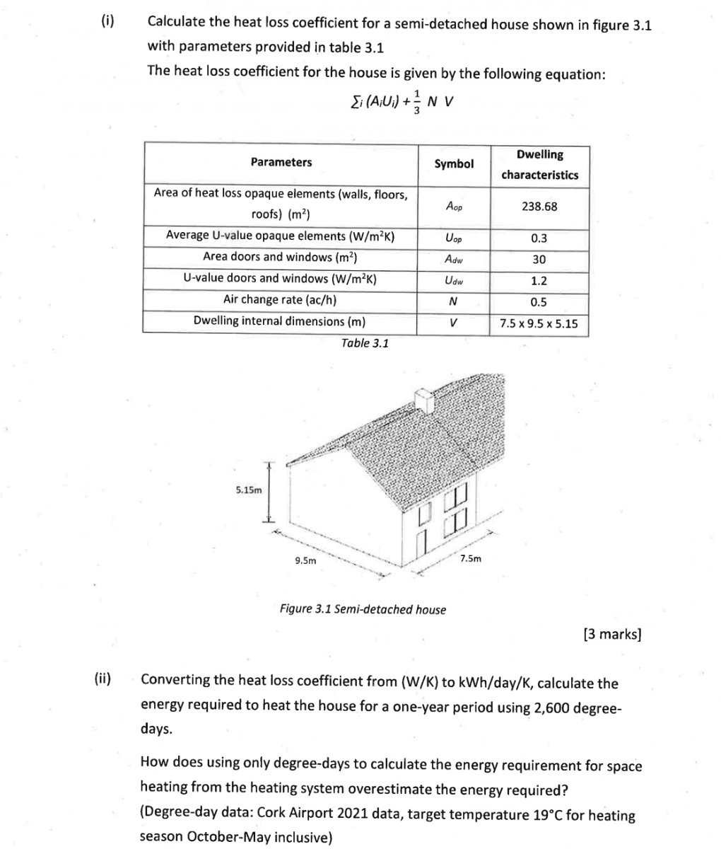 SOLVED: (i) Calculate the heat loss coefficient for a semi-detached ...