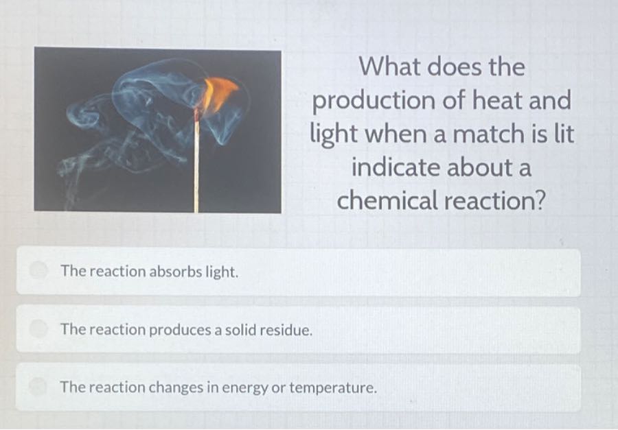 what does the production of heat and light when a match is lit indicate ...
