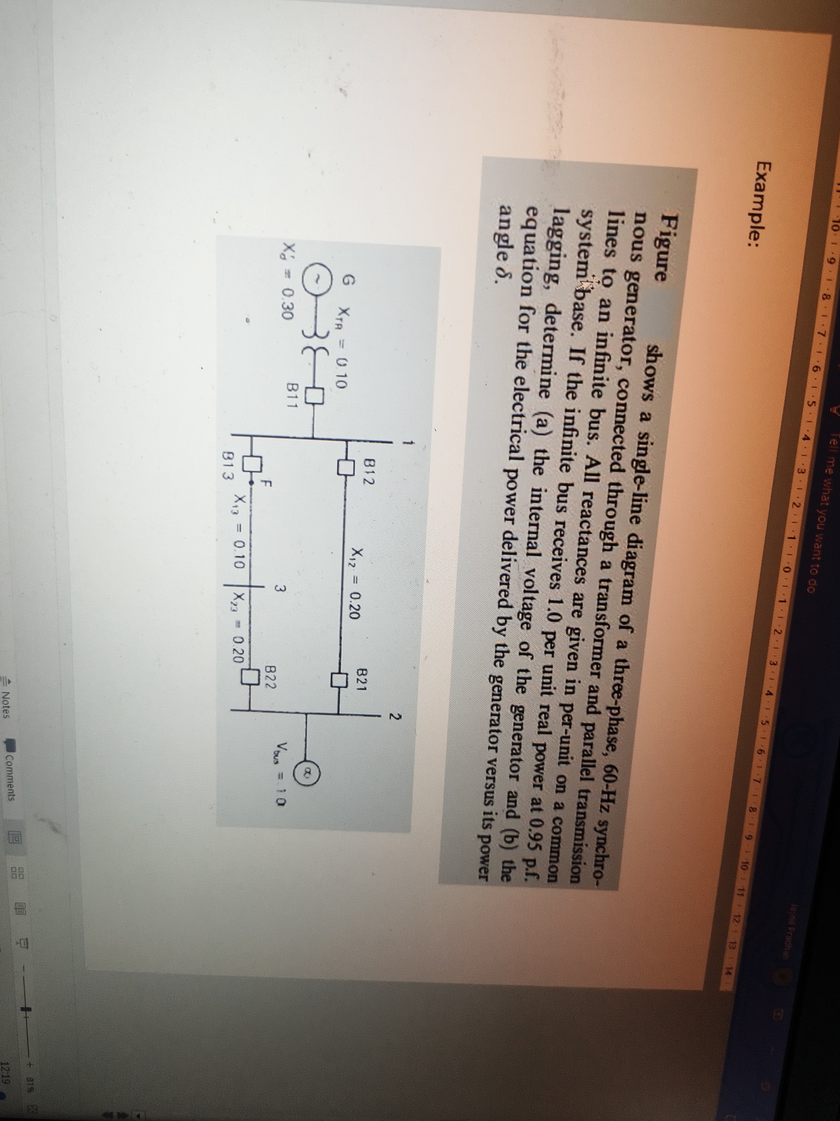 Example: Figure shows a single-line diagram of a three-phase, 60-Hz synchronous generator ...