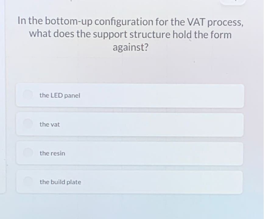 In the bottom-up configuration for the VAT process, what does the ...