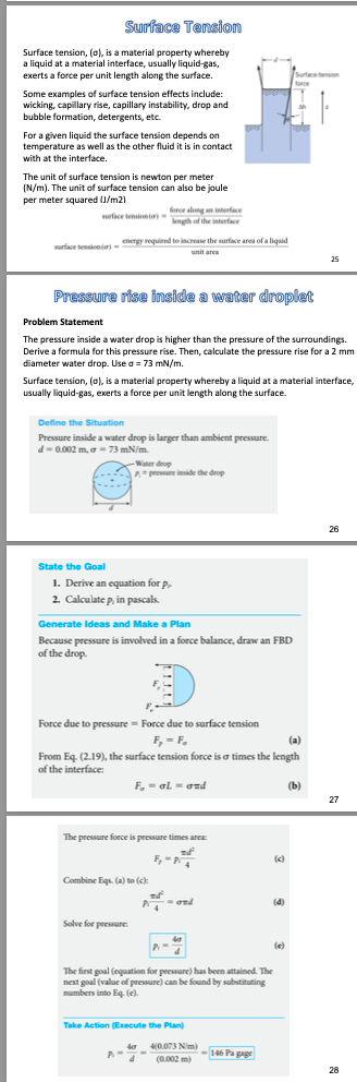 SOLVED: Surface tension, (o), is a material property whereby a liquid ...