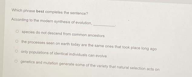 Which phrase best completes the sentence? According to the modern ...