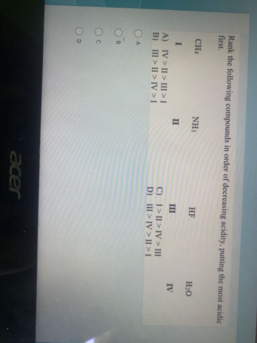 Rank The Following Compounds In Order Of Decreasing Acidity Putting The
