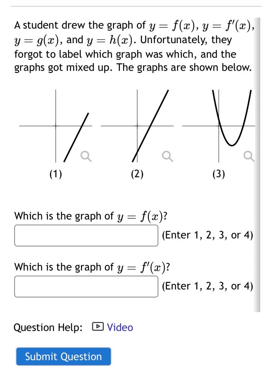 a student drew the graph of yfx yfprimex ygx and yhx unfortunately they ...