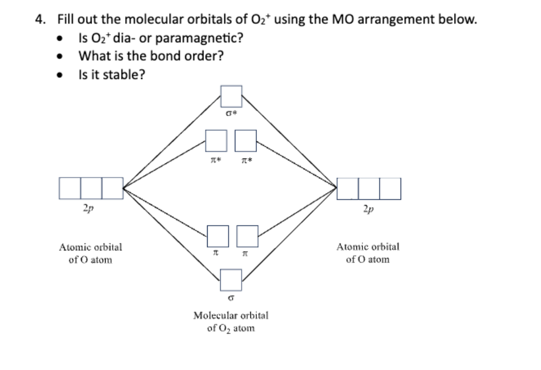 4 fill out the molecular orbitals of mathrmo2 using the mathrmmo ...