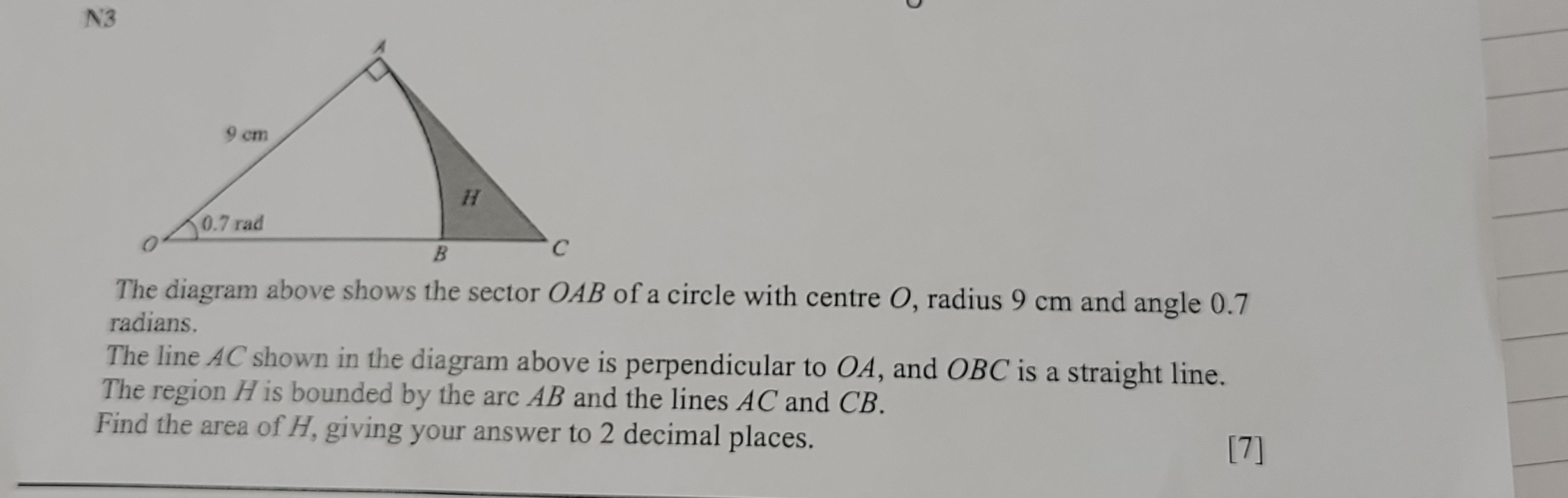 n3 the diagram above shows the sector o a b of a circle with centre o ...