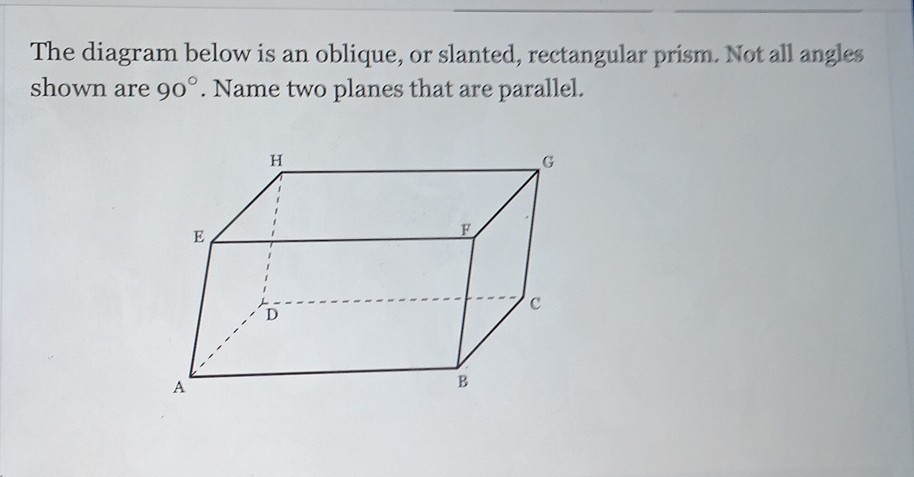 The diagram below is an oblique, or slanted, rectangular prism. Not all ...