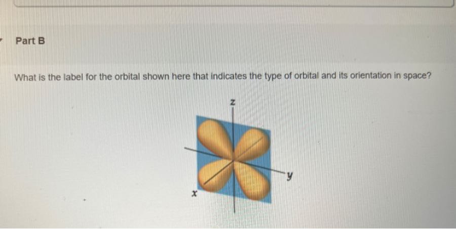 Part B What is the label for the orbital shown here that indicates the ...