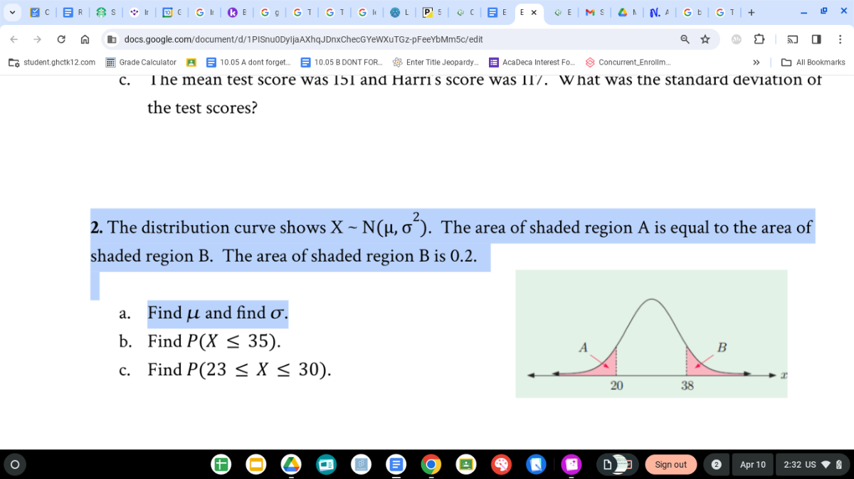 student.ghctk12.com Grade Calculator c. I he mean test score was 151 ...