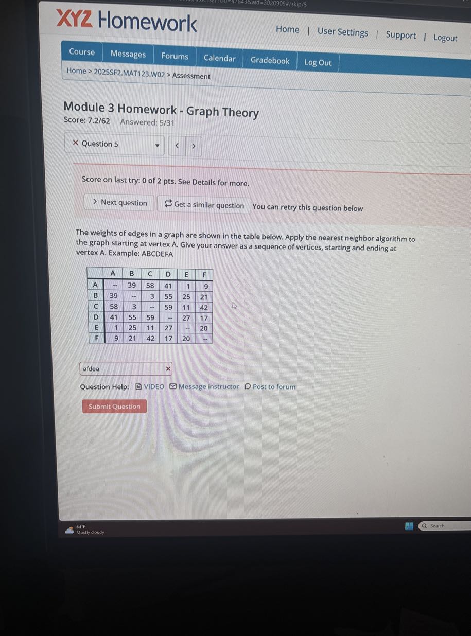Homework Home | User Settings | Support | Logout Course Messages Forums ...