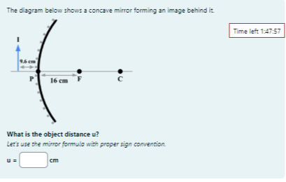 The diagram below shows a concave mirror forming an image behind it ...