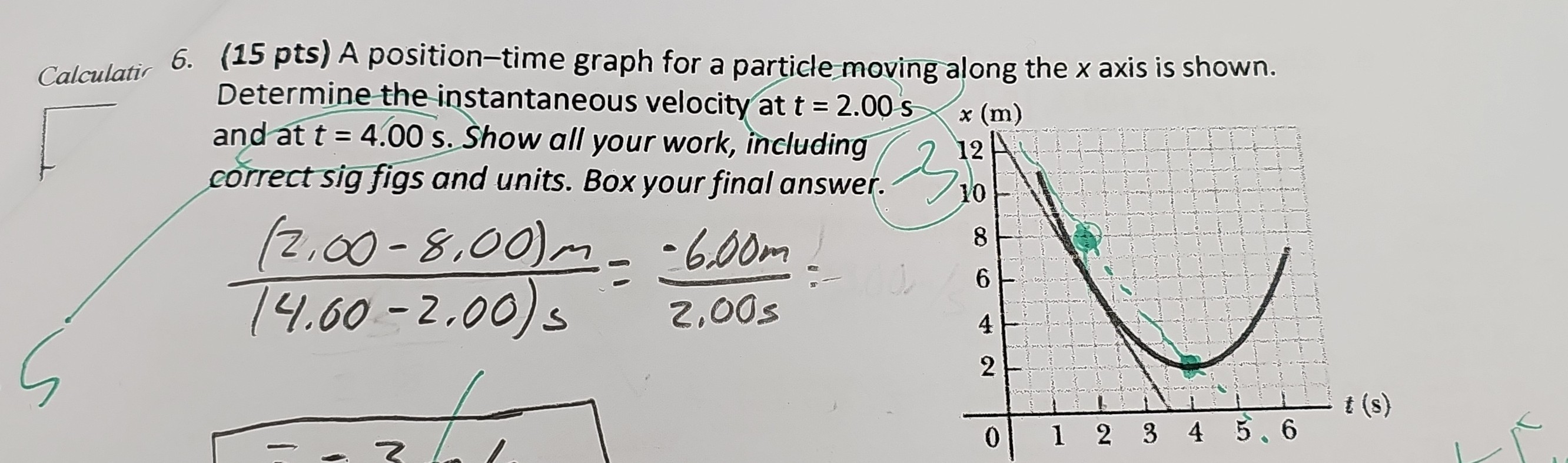 calculatir 6 15 pts a position time graph for a particle moving along ...