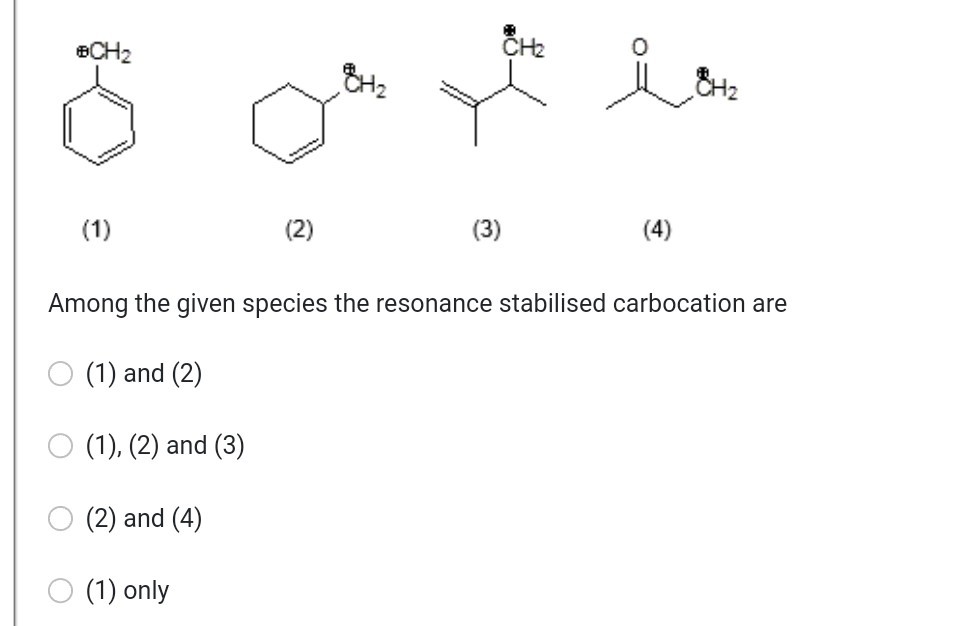 [GET ANSWER] (1) (2) (3) (4) Among the given species the resonance ...