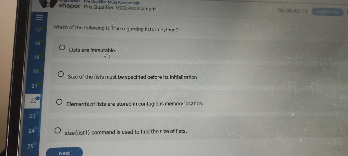 Pre Qualifier MCQ Assessment shaper Pre Qualifier MCQ Assessment Which ...