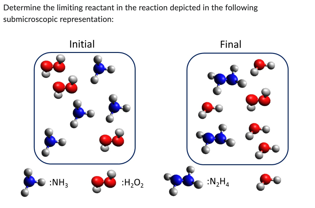 Determine the limiting reactant in the reaction depicted in the ...