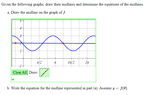 Given the following graphs, draw their midlines and determine the equations of the midlines. a ...