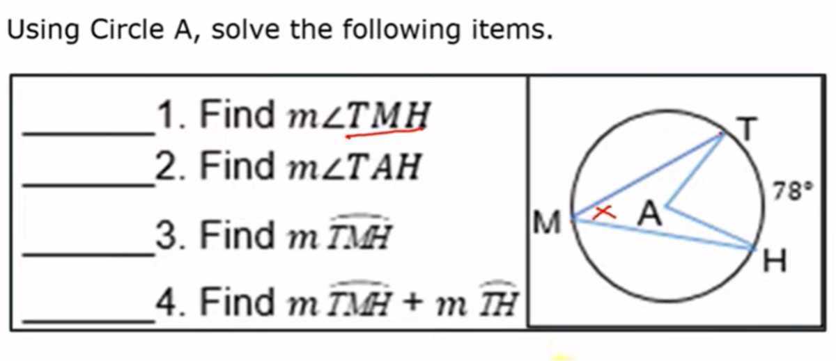 using circle a solve the following items