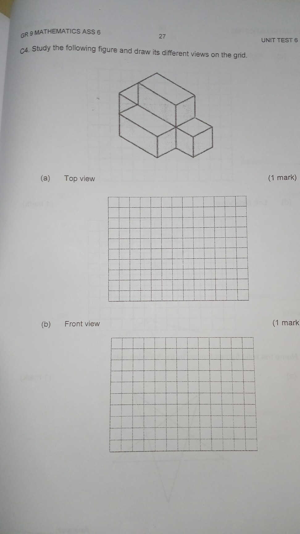GR 9 MATHEMATICS ASS 6 27 UNIT TEST 6 C4. Study the following figure ...
