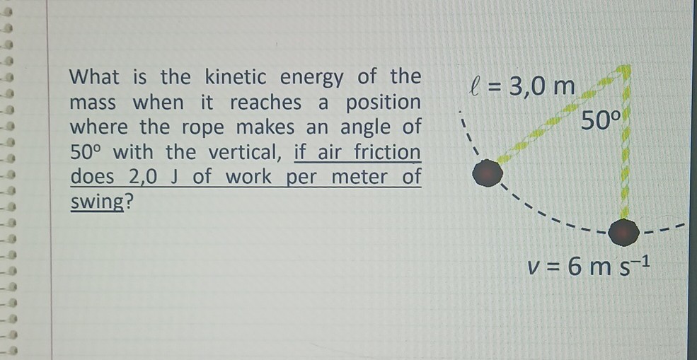What is the kinetic energy of the mass when it reaches a position where ...