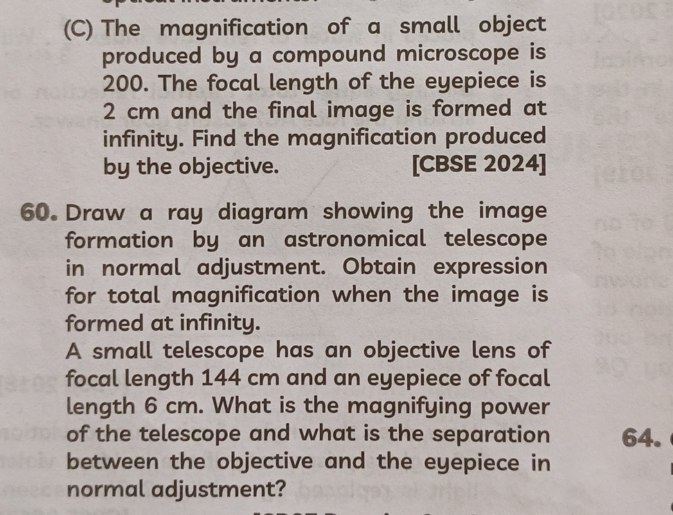 (C) The magnification of a small object produced by a compound ...
