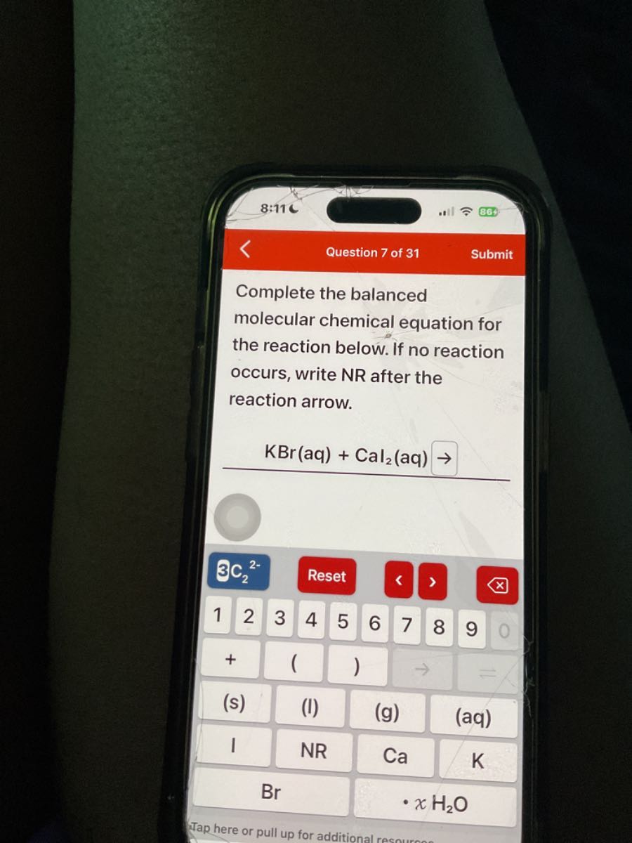 Question 7 of 31 Submit Complete the balanced molecular chemical ...