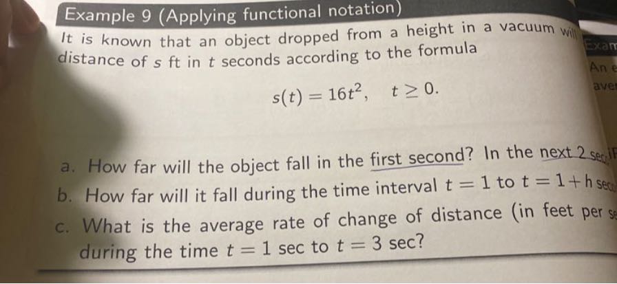 example 9 applying functional notation it is known that an object dropped from a height in a ...