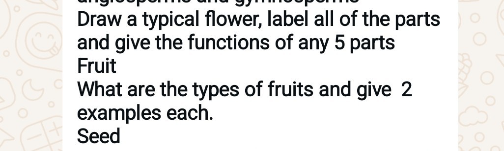 [GET ANSWER] Draw a typical flower, label all of the parts and give the ...