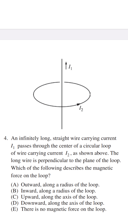 Solved 4 An Infinitely Long Straight Wire Carrying Current I1 Passes Through The Center Of A 0369