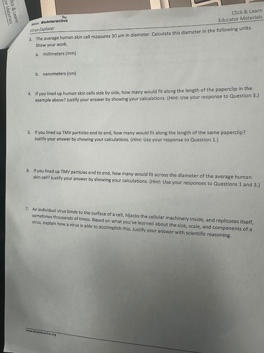 Click & Learn nhmil Biointeractive Virus Explorer Educator Miaterials 3 ...