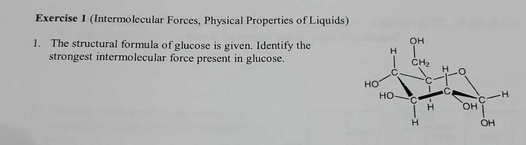 Exercise 1 (Intermolecular Forces, Physical Properties of Liquids) 1 ...