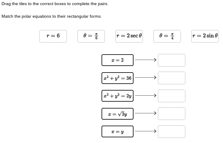 Drag the tiles to the correct boxes to complete the pairs. Match the ...