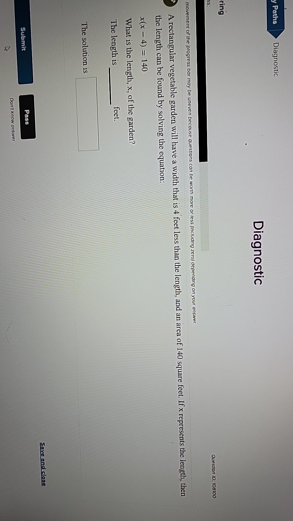 paths diagnostic diagnostic ring question id 108100 ss movement of the progress bar may be ...