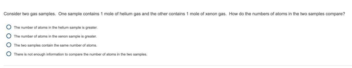 Consider two gas samples. One sample contains 1 mole of helium gas and ...