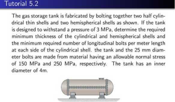 tutorial 52 the gas storage tank is fabricated by bolting together two ...