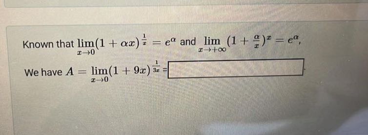 known that lim x rightarrow 01alpha xfrac1xealpha and lim x ...